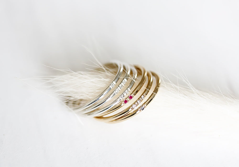 Slim Stacking Ruby Ring Set – Andrea Bonelli