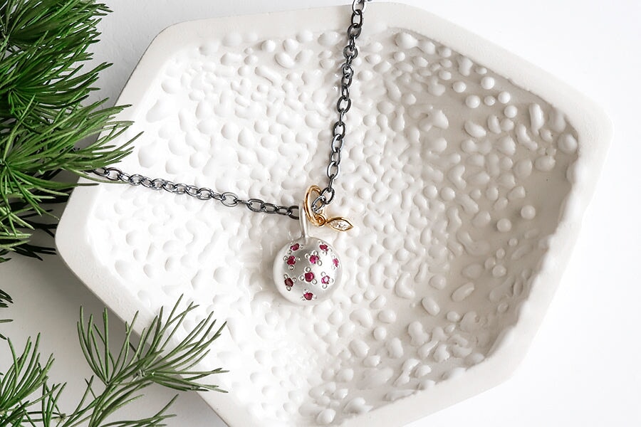 Silver Ruby + Diamond Pebble Necklace – Andrea Bonelli