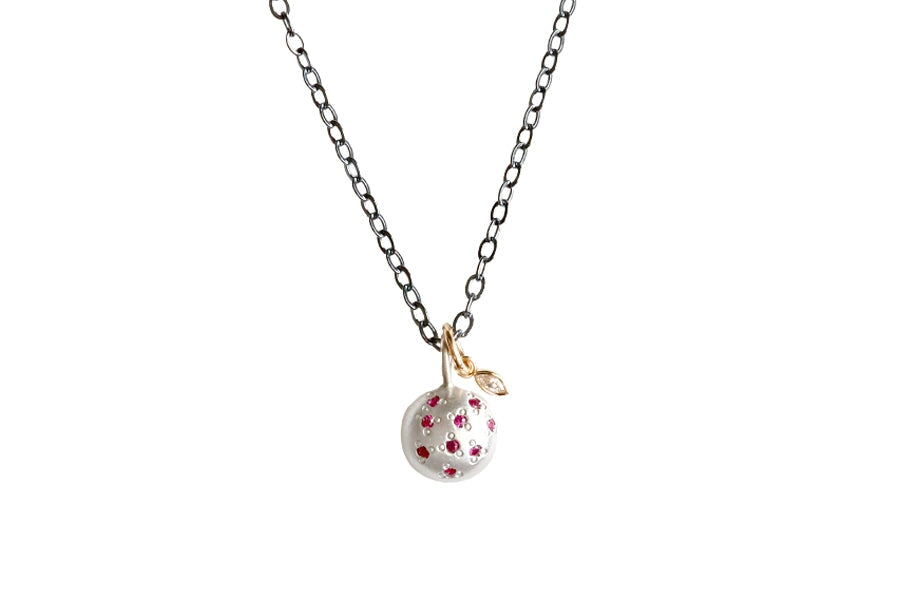 Silver Ruby + Diamond Pebble Necklace – Andrea Bonelli