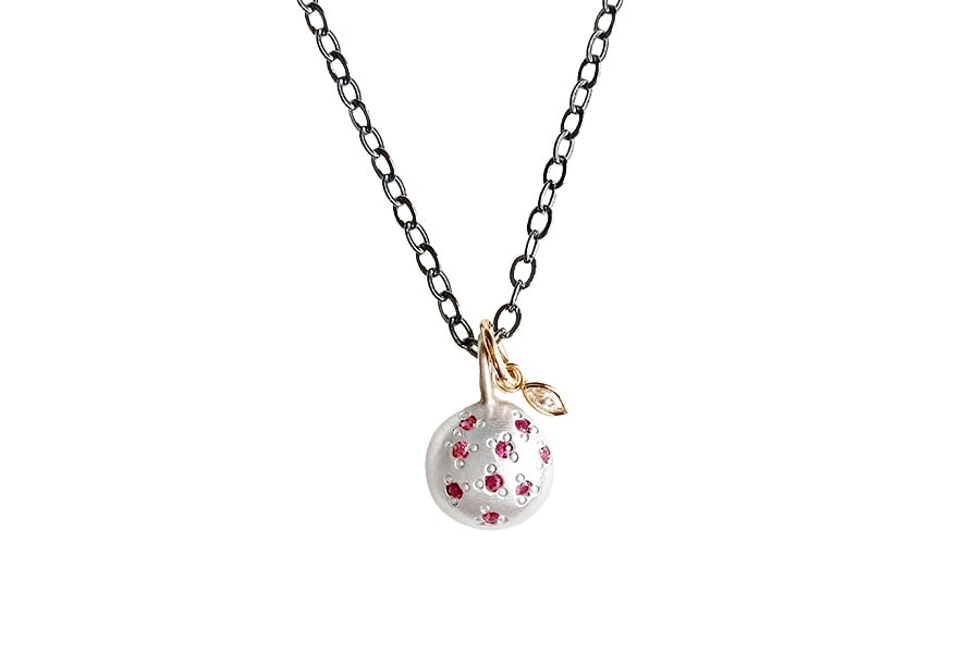 Silver Ruby + Diamond Pebble Necklace – Andrea Bonelli