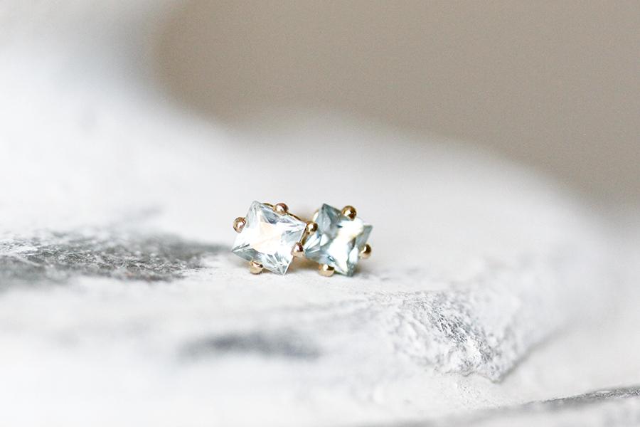 Princess Cut Aquamarine Studs – Andrea Bonelli